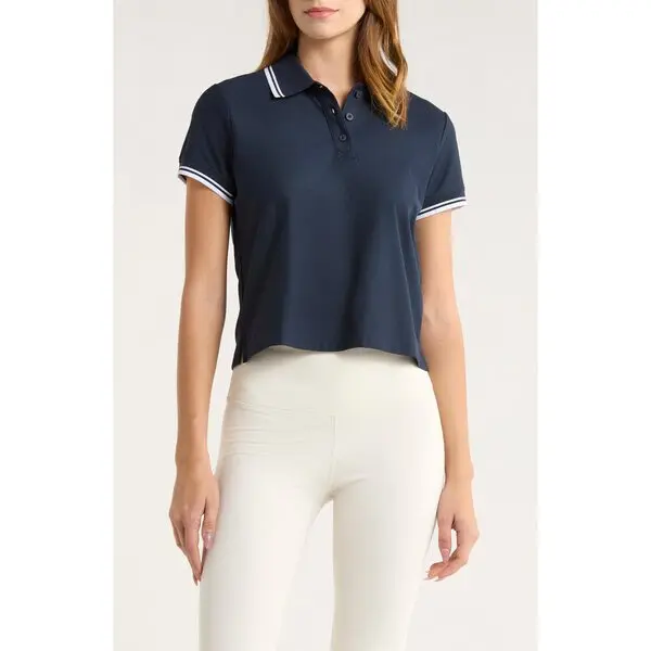 Beyond Yoga Country Club Polo Top - Nocturnal Navy