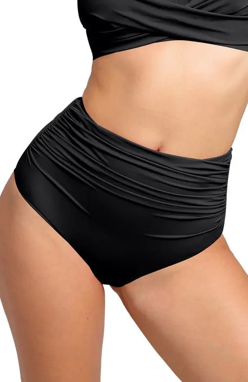 POPILUSH Shapewear Ruched Bikini Bottom - Midnight Black