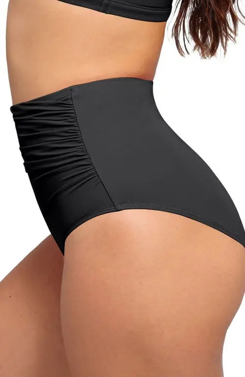 POPILUSH Shapewear Ruched Bikini Bottom - Midnight Black