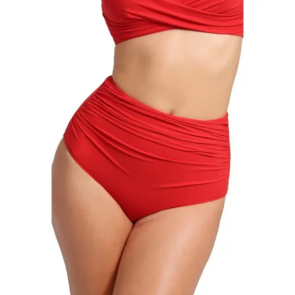 POPILUSH Shapewear Ruched Bikini Bottom - Watermelon