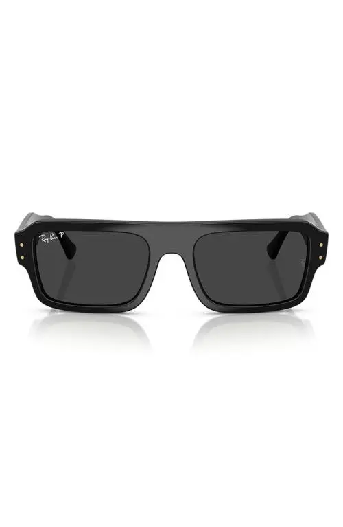 Ray-ban 56mm Polarized Rectangle Sunglasses - Black