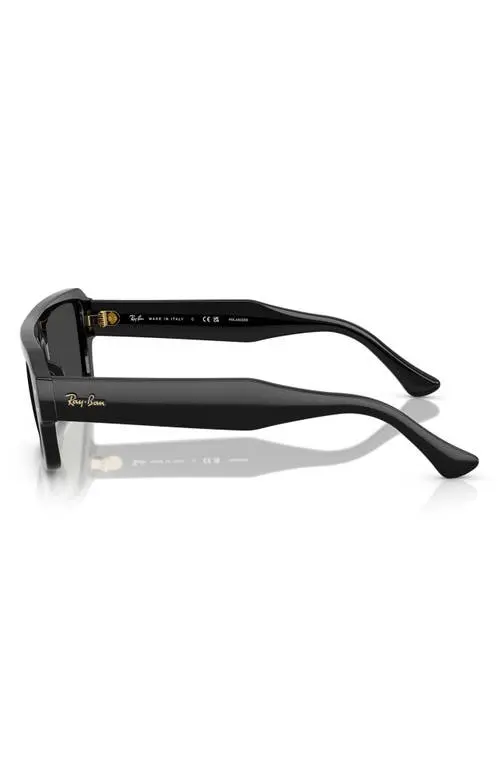 Ray-ban 56mm Polarized Rectangle Sunglasses - Black