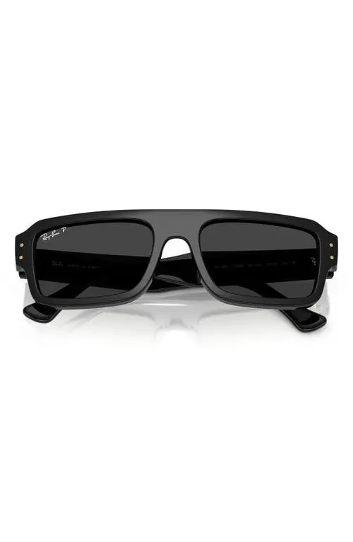 Ray-ban 56mm Polarized Rectangle Sunglasses - Black
