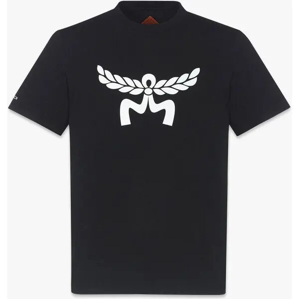 Mcm Laurel Logo Print T-shirt In Organic Cotton - Black