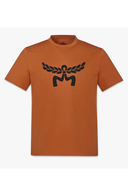 Mcm Laurel Logo Print T-shirt In Organic Cotton - Cognac