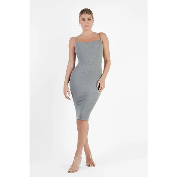 POPILUSH Shapewear Modal Bodycon Dress - Gray Contours