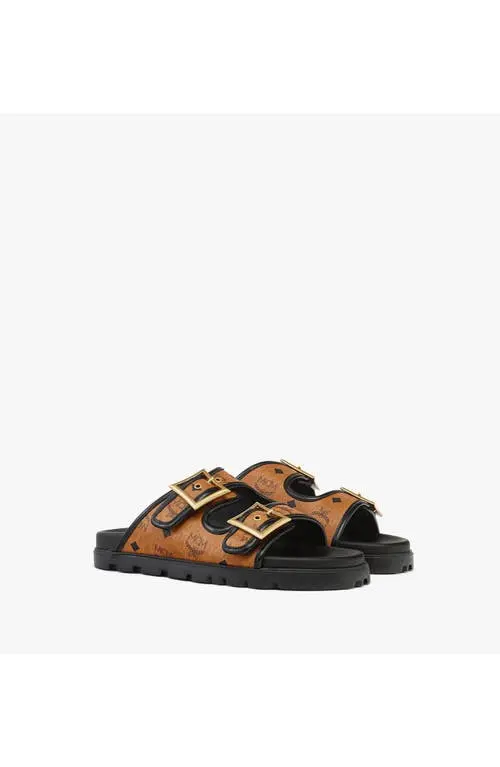 Mcm Visetos Sandals - Cognac