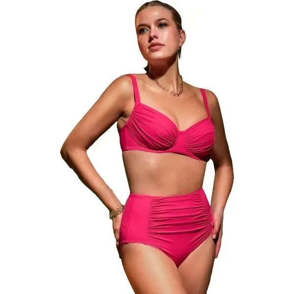 POPILUSH Shapewear Ruched Bikini Brief - Cerise
