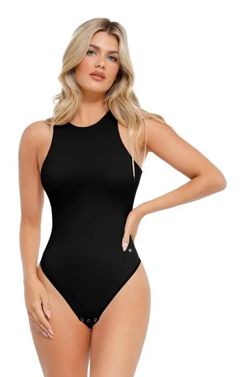 POPILUSH Cloudsense Sleeveless Cutaway Round Neck Bodysuit - Jet
