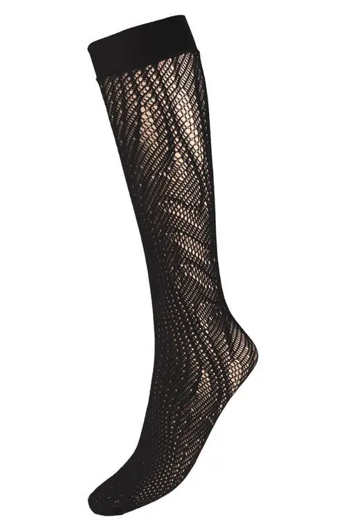 Wolford Snake Print Mesh Knee High Socks