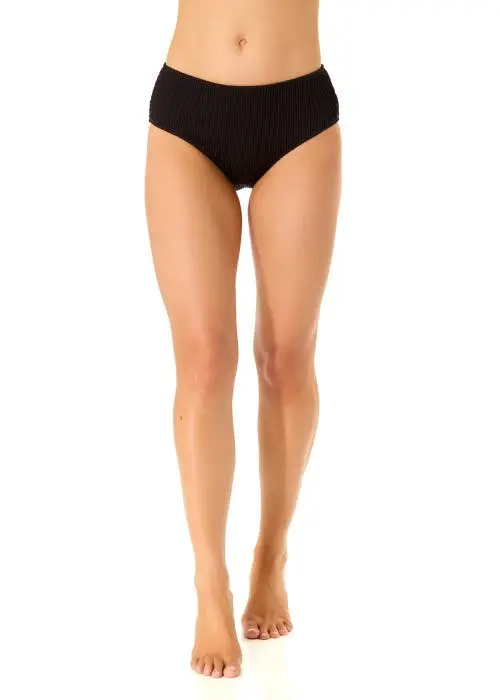 ANNE COLE Textured Mid-rise Bikini Bottom