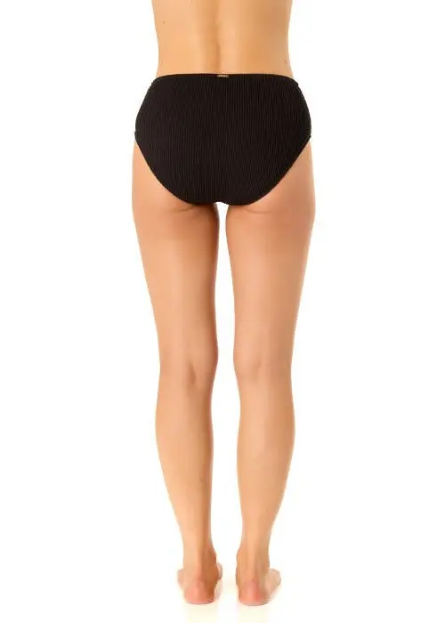 ANNE COLE Textured Mid-rise Bikini Bottom