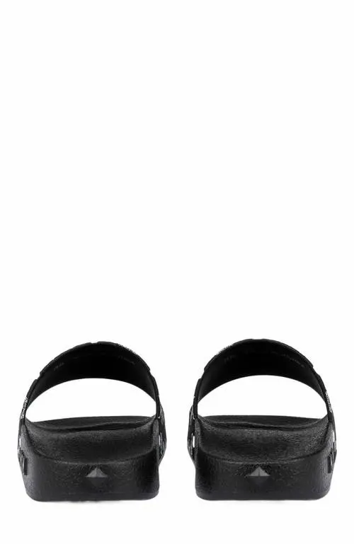 Mcm Monogram Print Rubber Slides - Black