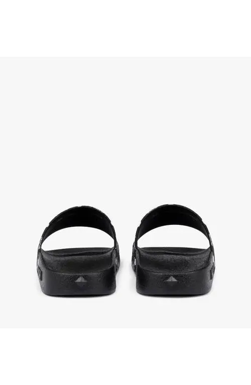 Mcm Monogram Print Rubber Slides - Black