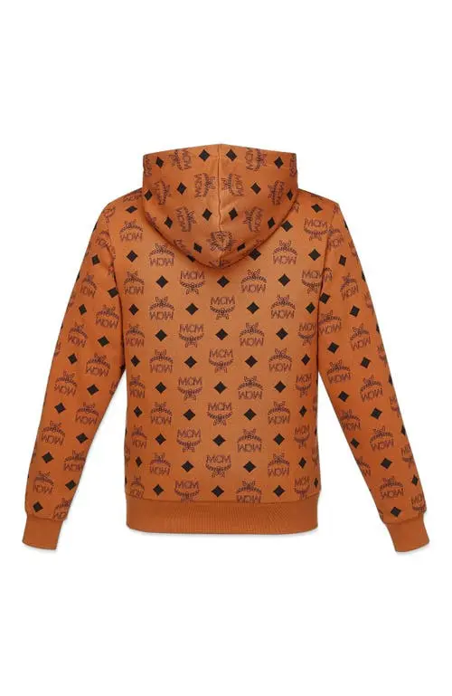Mcm Maxi Monogram Print Hoodie - Cognac