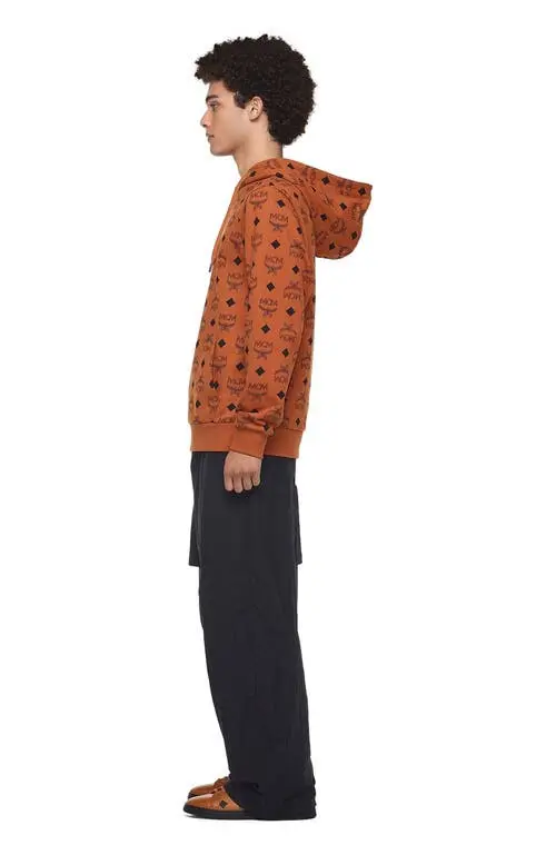 Mcm Maxi Monogram Print Hoodie - Cognac