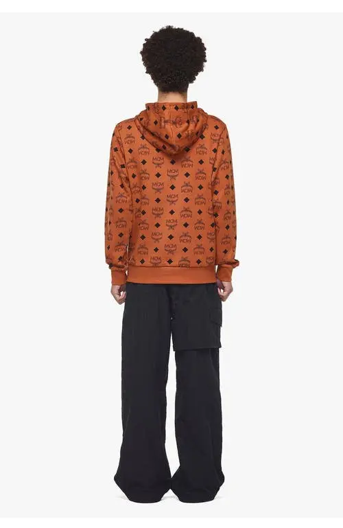 Mcm Maxi Monogram Print Hoodie - Cognac