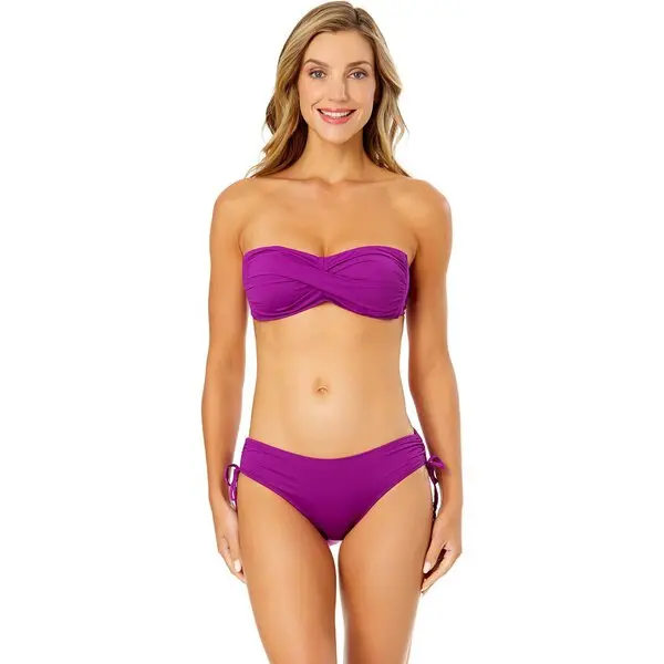 ANNE COLE Twist Bandeau Bikini Top - Fuchsia
