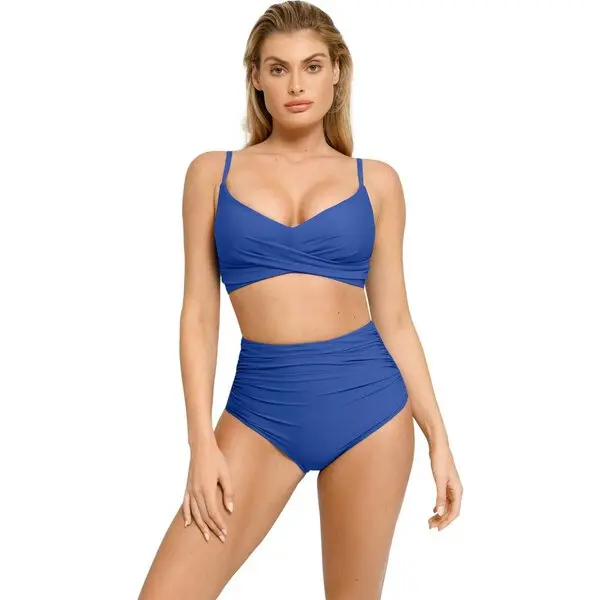 POPILUSH Shapewear Bust-enhancing Draped Bikini Top - Royal Blue