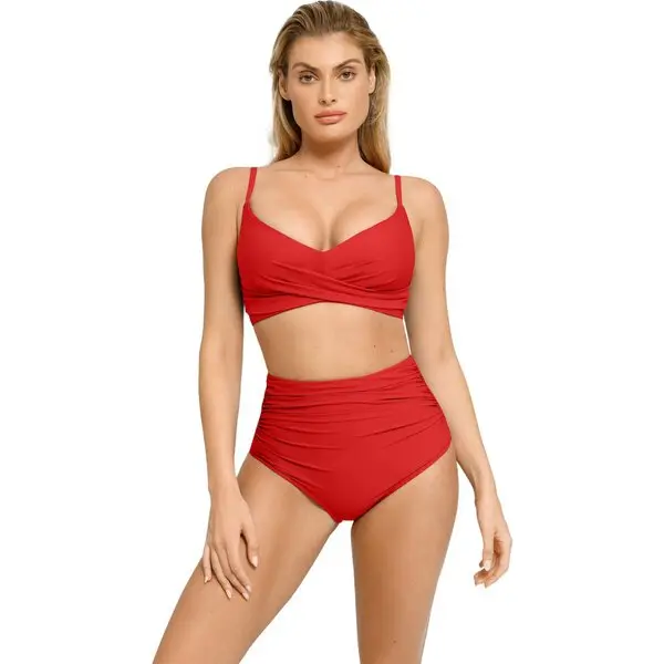 POPILUSH Shapewear Bust-enhancing Draped Bikini Top - Watermelon