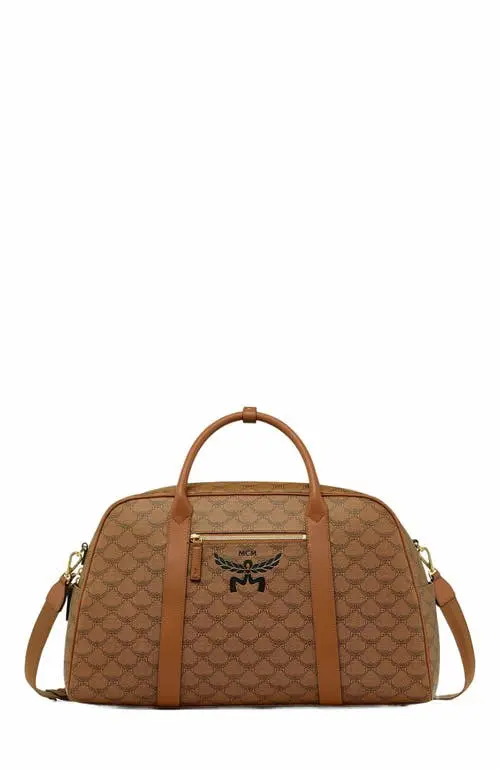 Mcm Lauretos Monogram Ottomar Sports Bag - Cognac