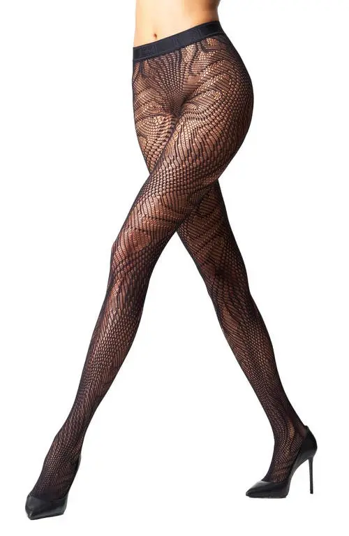 Wolford Snakeskin Net Tights - Black