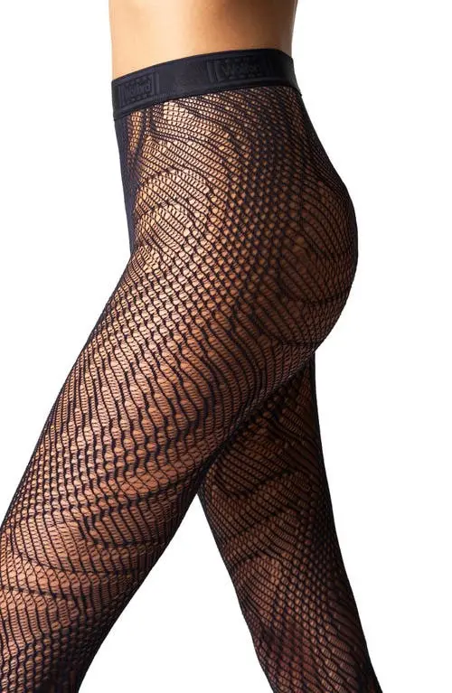 Wolford Snakeskin Net Tights - Black