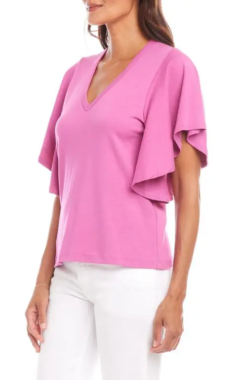 Karen Kane Flutter Sleeve T-shirt - Tulip