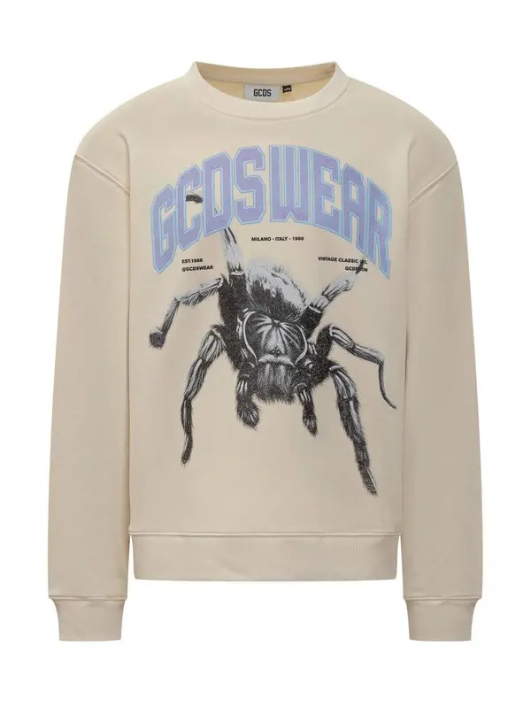 Gcds Spider Crew-neck Sweatshirt - Beige