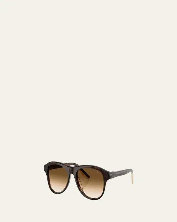 Brunello Cucinelli Acetate Aviator Sunglasses - Chocolate