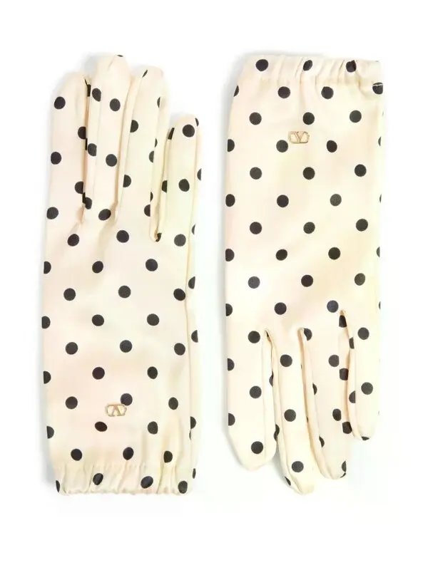 Valentino Garavani Vlogo Signature Polka Dot-print Gloves - Neutrals