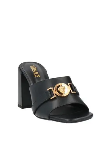 Versace Leather Slide Sandals With Embellishments