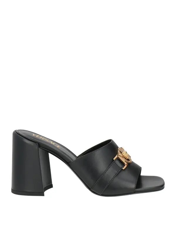 Versace Leather Slide Sandals With Embellishments