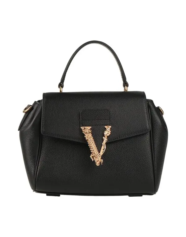 Versace Handbag In Calfskin Leather - Black