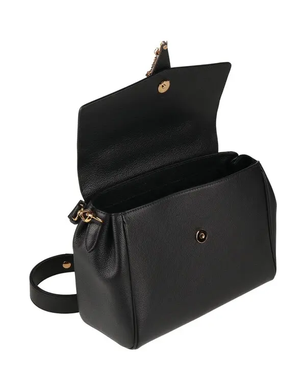 Versace Handbag With Appliqué And Detachable Shoulder Strap - Black