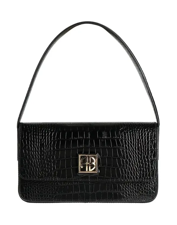 ANINE BING Leather Crocodile-print Flap Bag