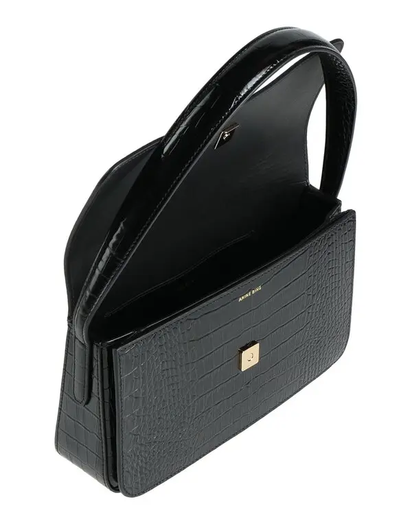 ANINE BING Leather Crocodile-print Flap Bag
