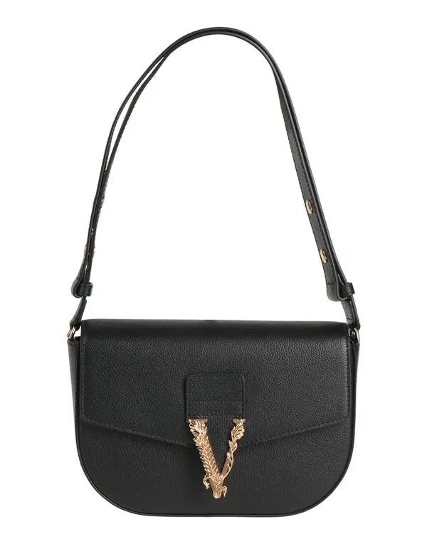 Versace Cross Body Bag In Dark Calfskin - Black