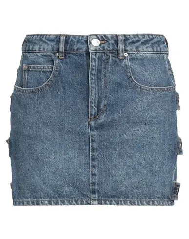 MARANT ETOILE Denim Pencil Skirt With Leather Trims