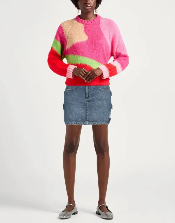 MARANT ETOILE Denim Pencil Skirt With Leather Trims