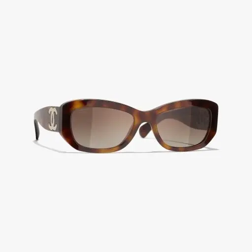 Chanel Rectangle Sunglasses - Tortoise