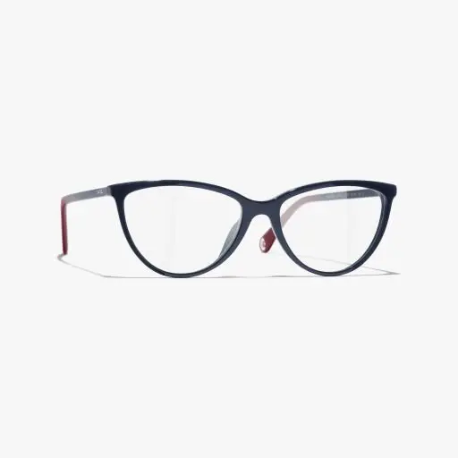 Chanel Cat Eye Eyeglasses - Navy Blue & Burgundy
