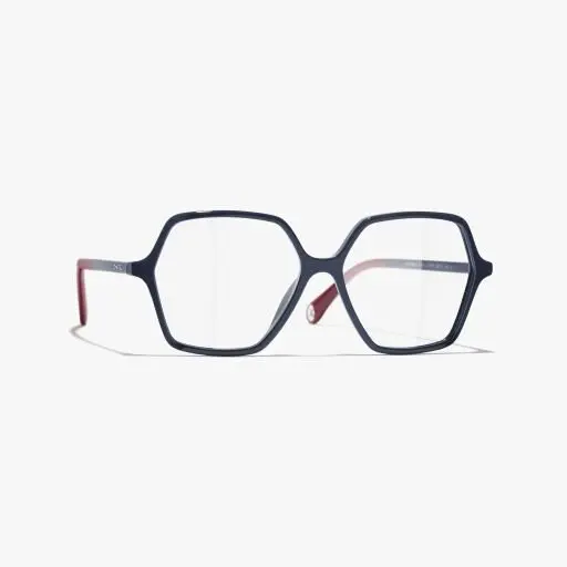 Chanel Square Eyeglasses - Navy Blue & Burgundy