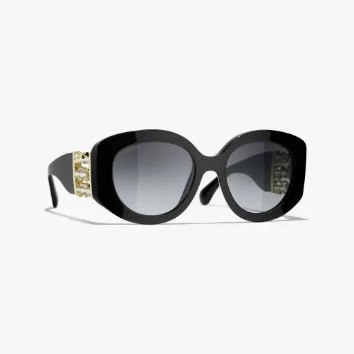 Chanel Oval Sunglasses - Black