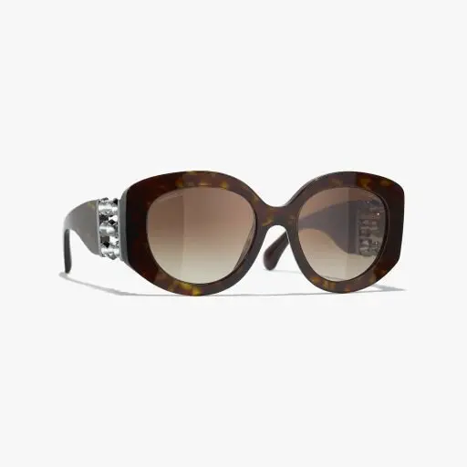 Chanel Oval Sunglasses - Dark Tortoise