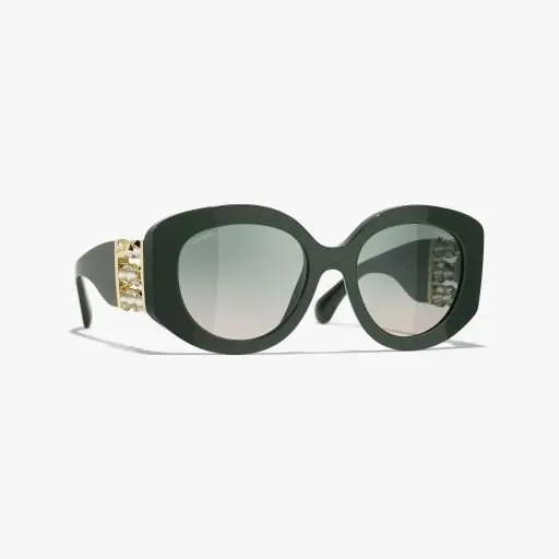 Chanel Oval Sunglasses - Khaki & Green