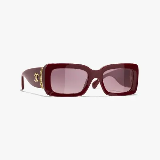 Chanel Rectangle Sunglasses - Burgundy