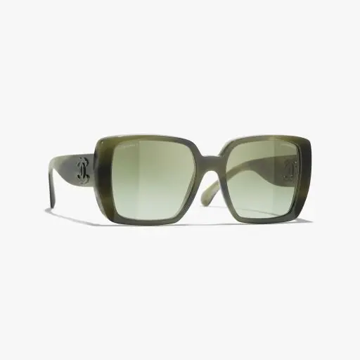 Chanel Square Sunglasses - Striped Green