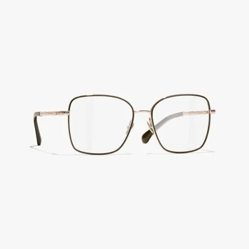 Chanel Square Eyeglasses - Beige, Pink & Gold