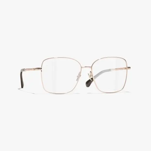 Chanel Square Eyeglasses - Beige, Pink & Gold